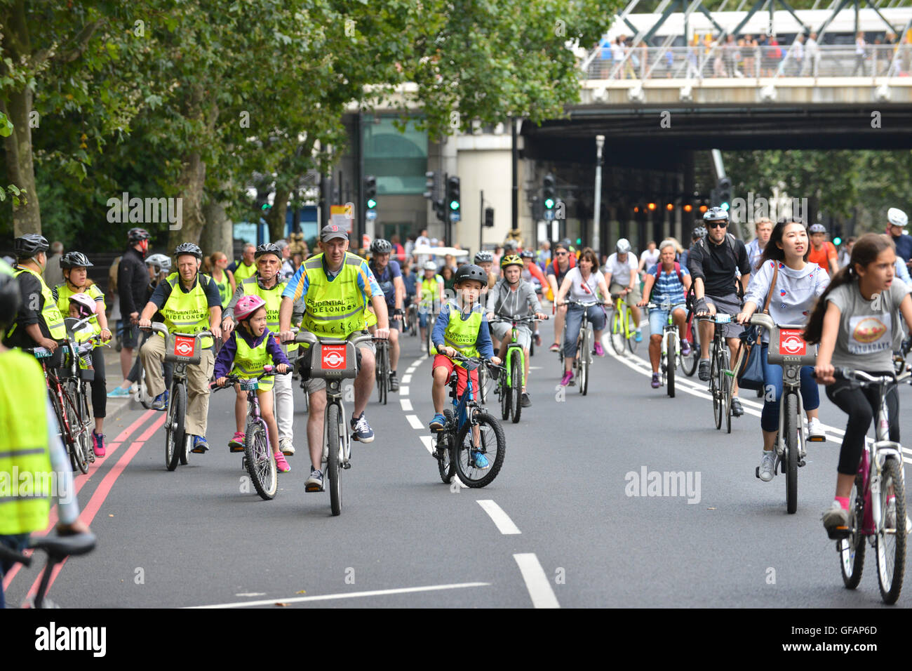 London, UK. 30th July, 2016. Freecycle day, Ride London 2016. Cyclists ...