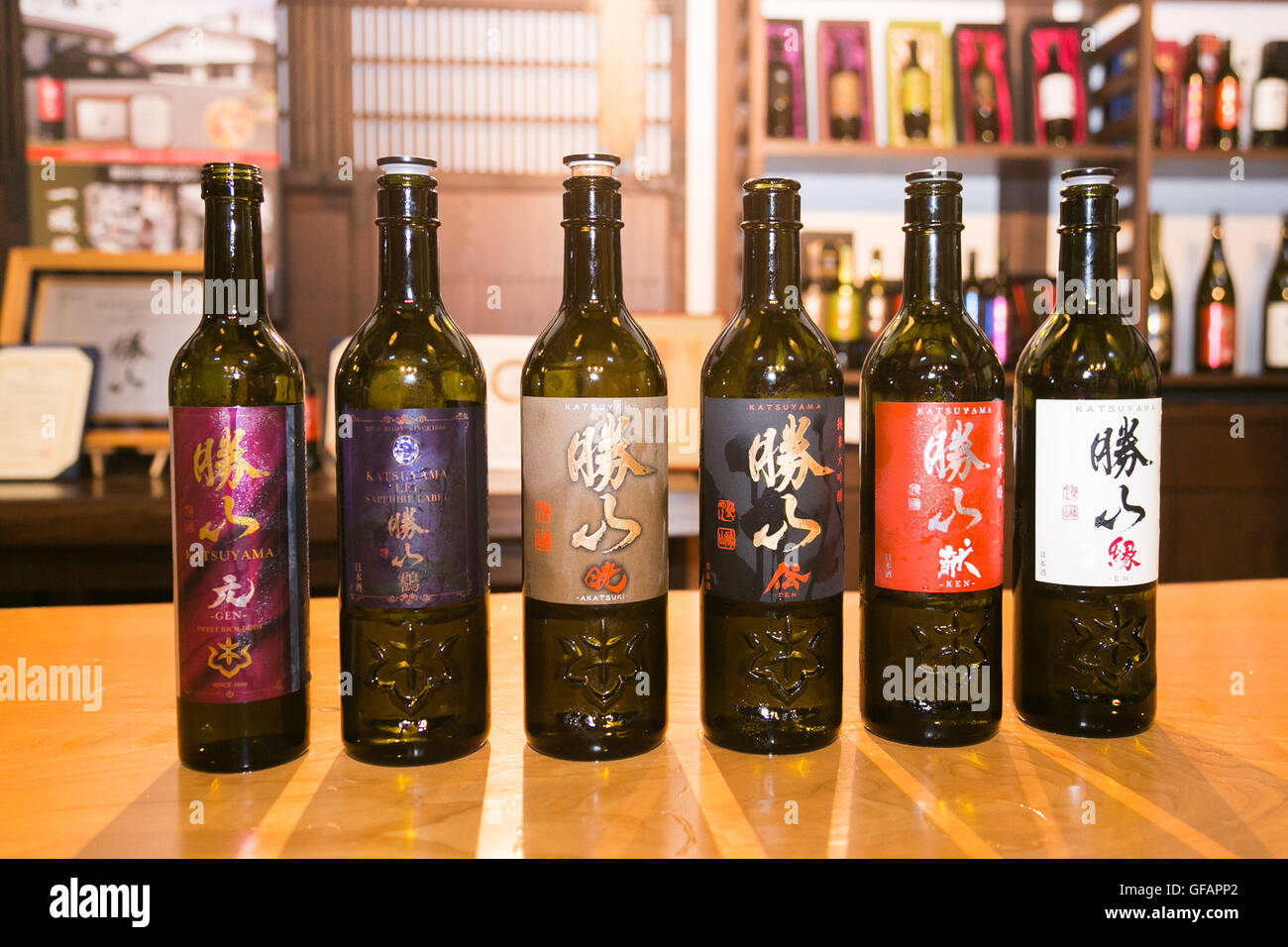 Tokyo, Japan. 30th July, 2016. Various sake bottles on display at the ...