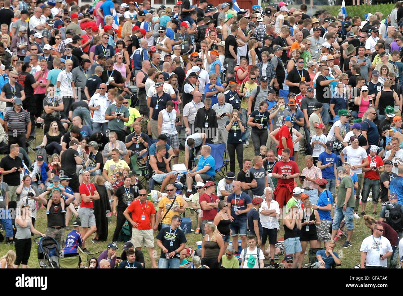 WRC Rally of Finland, stages 13-14. The massed crowds out for the event ...