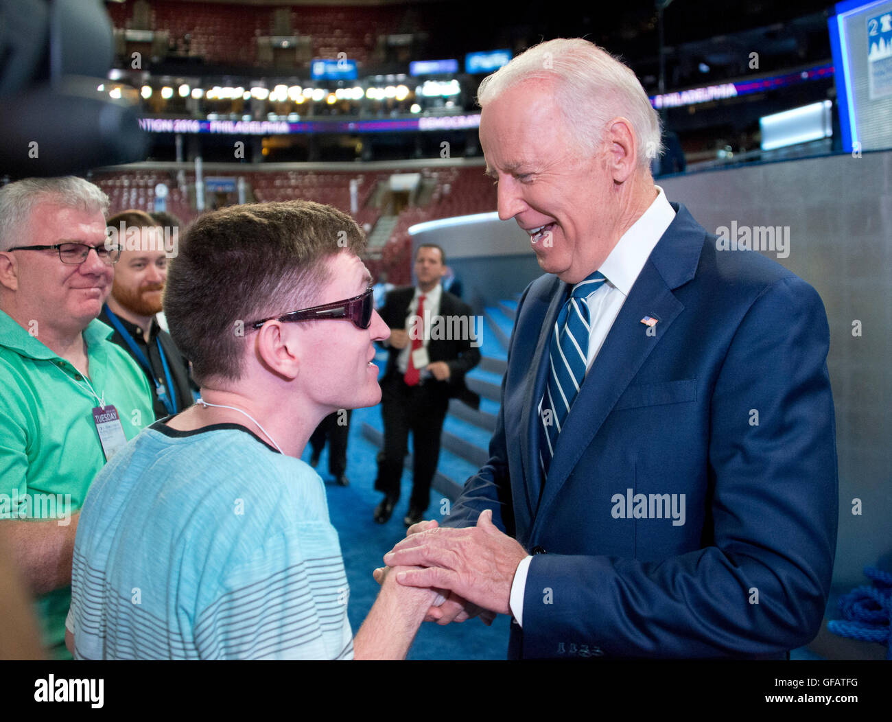 United States Vice President Joe Biden greets Timmy Kelly, 23, of ...