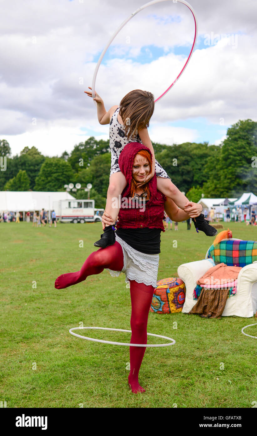 Girls demonstrating hoola hoop and balancing skills on show at Damerham ...