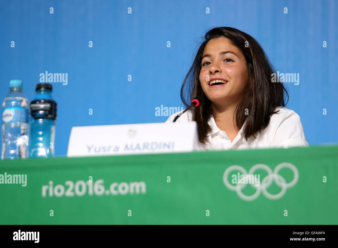 Rio De Janeiro Brazil 30th July 2016 Syrias Swimmer Yusra Mardini Attends A Press