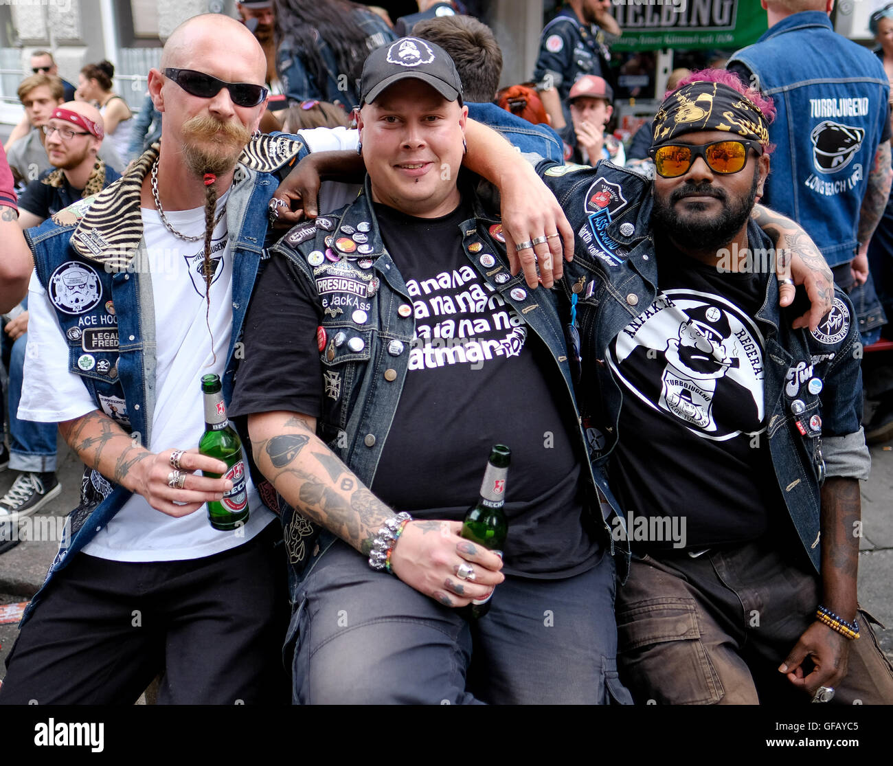 Hamburg, Germany. 28th July, 2016. Swedish members of 'Turbojugend ...