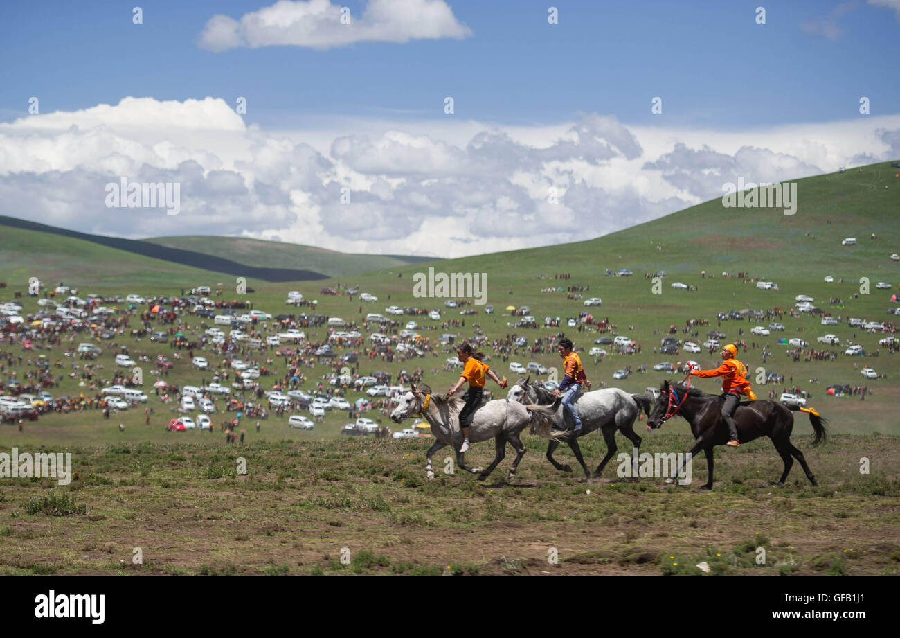Shiqu, China's Sichuan Province. 31st July, 2016. Contestants and their ...
