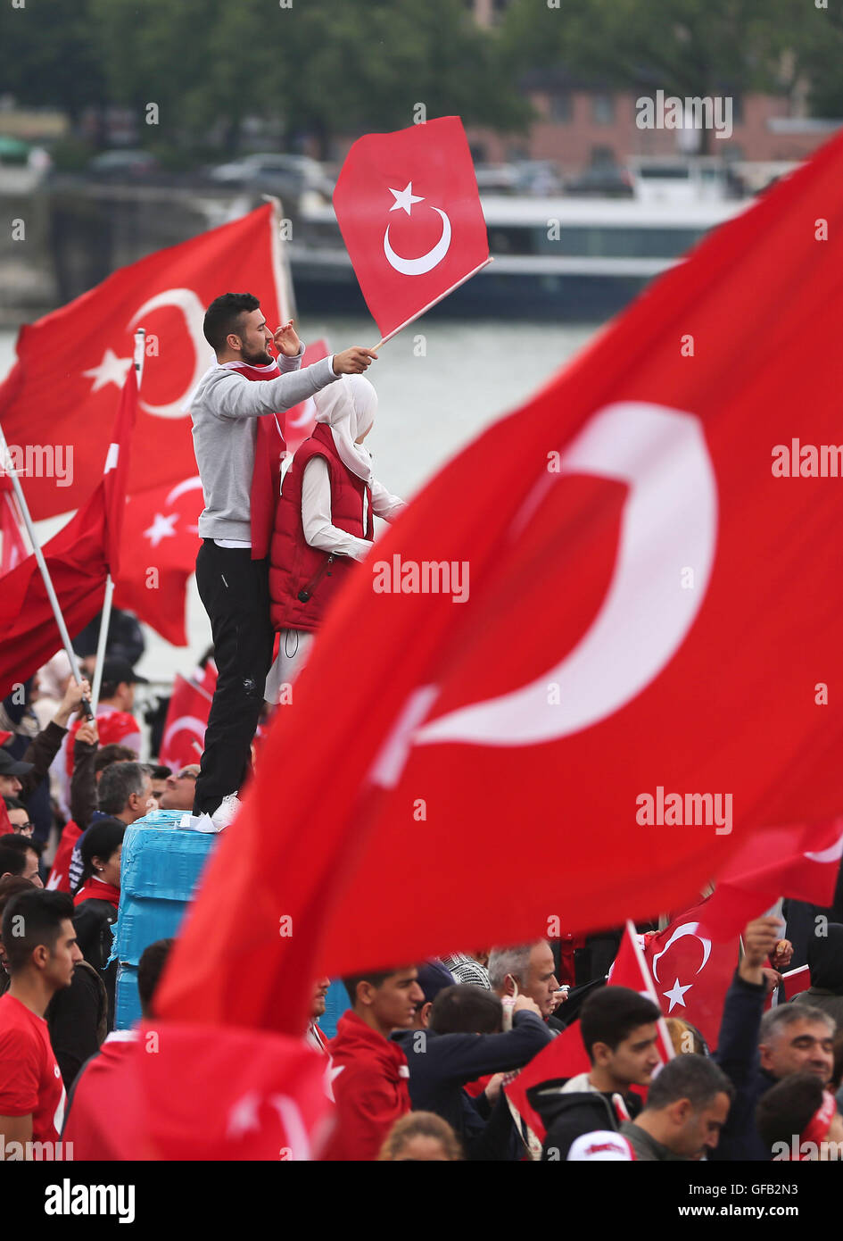 Cologne, Germany. 31st July, 2016. People with the Turkish flag are at ...