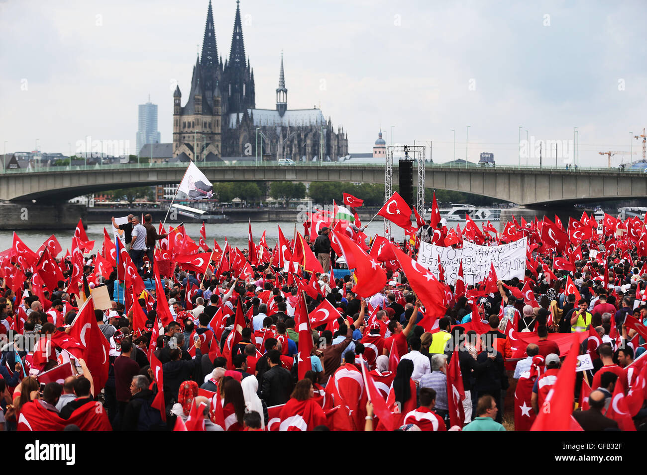 Cologne, Germany. 31st July, 2016. People with the Turkish flag are at ...