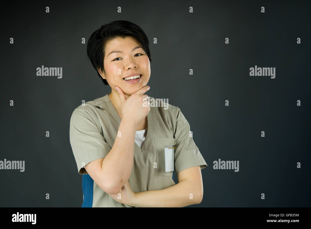 female model attractive woman on plain background with copy space ...