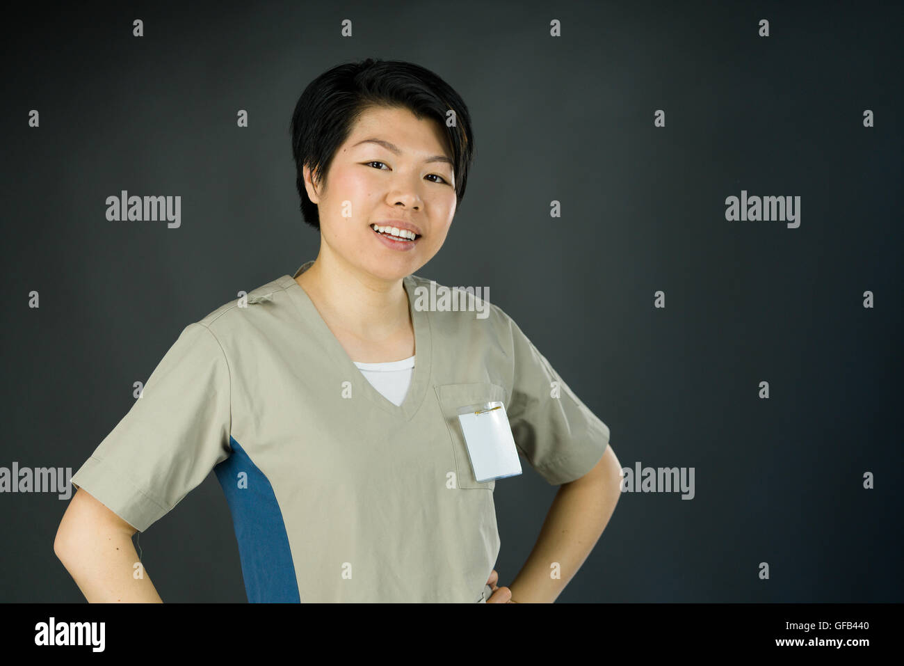 female model attractive woman on plain background with copy space ...