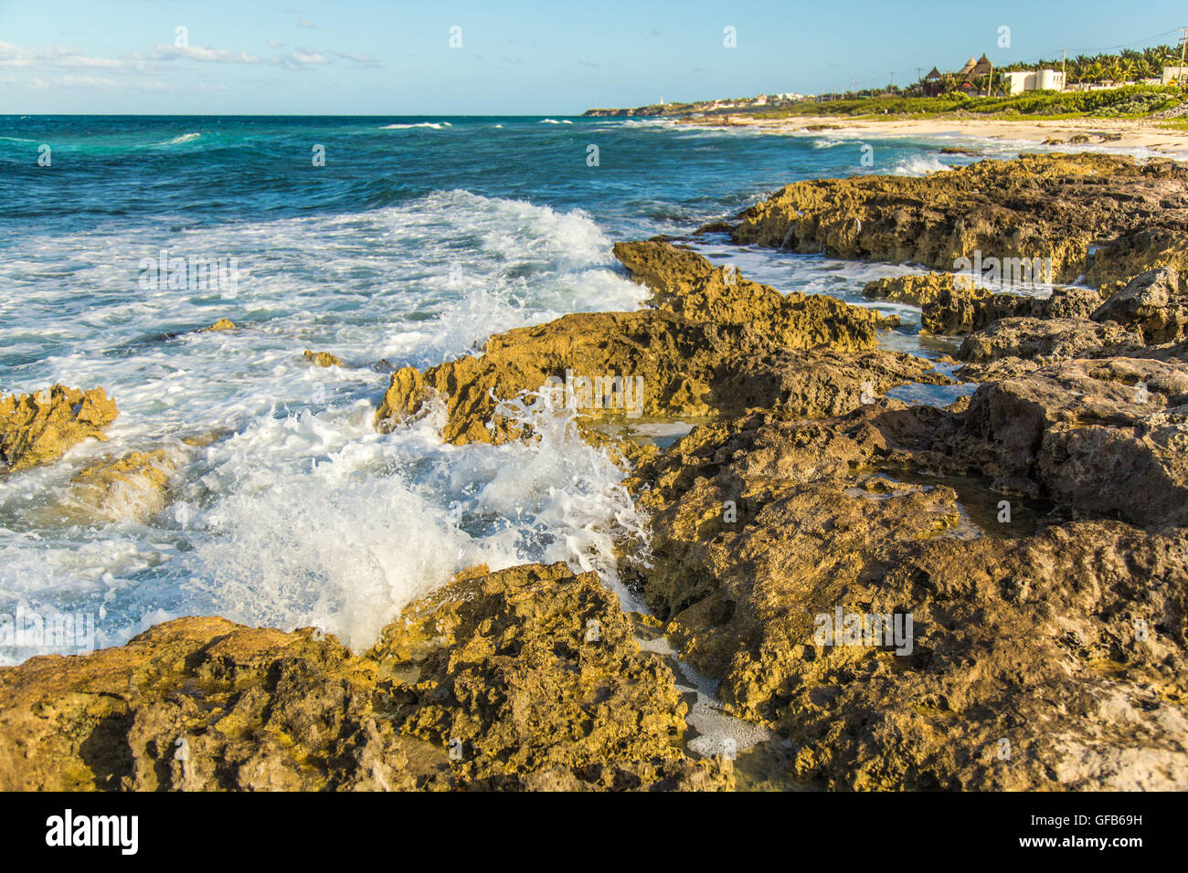 Rocks on the Beach in Isla Mujeres, Mexico Stock Photo - Alamy