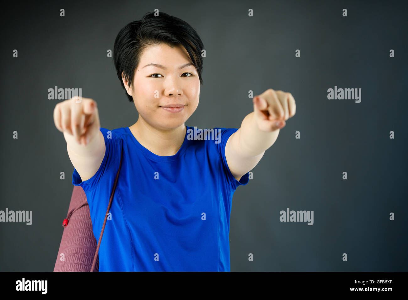 female model attractive woman on plain background with copy space ...