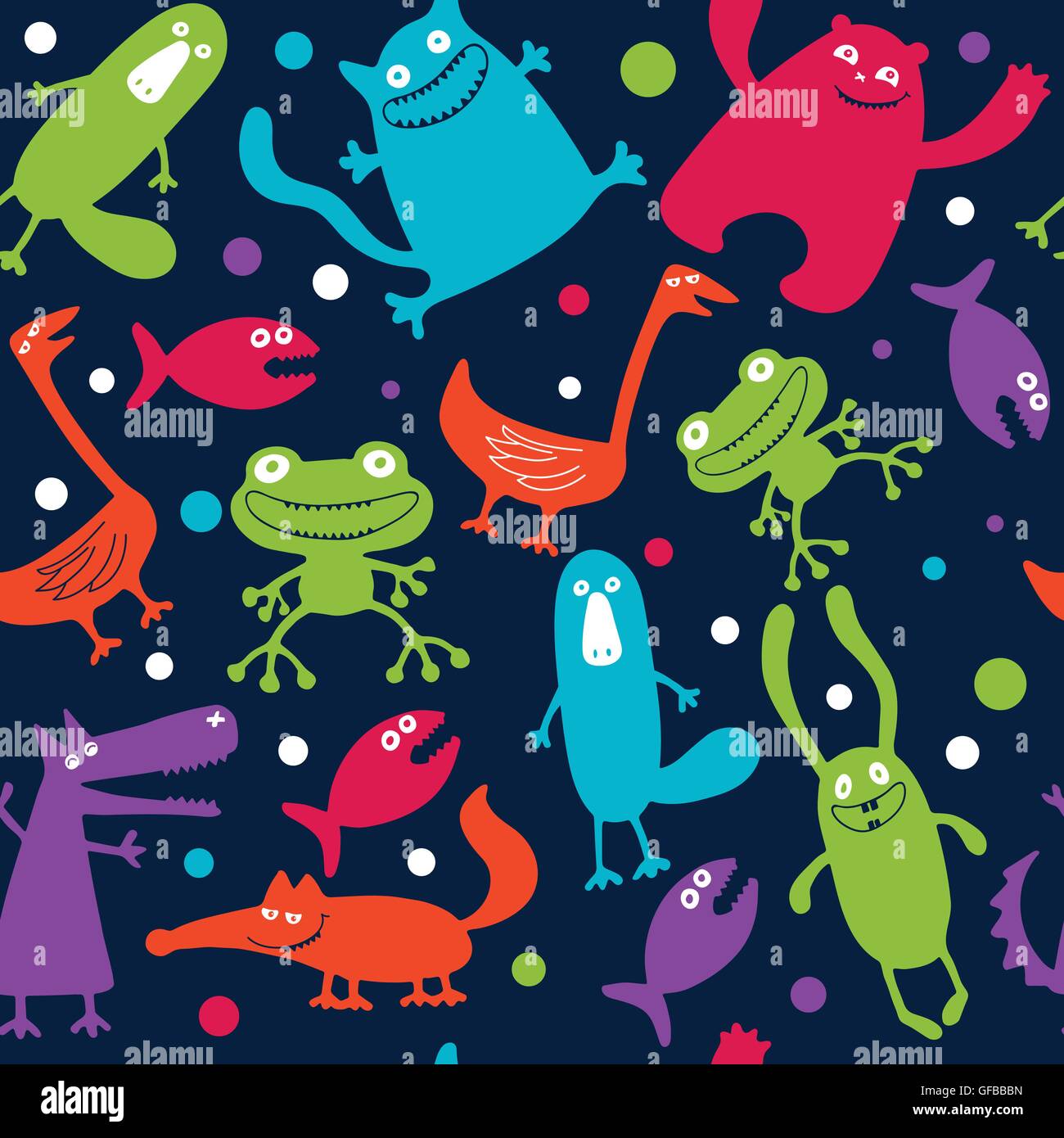 seamless pattern with monsters vector illustration Stock Vector Image ...