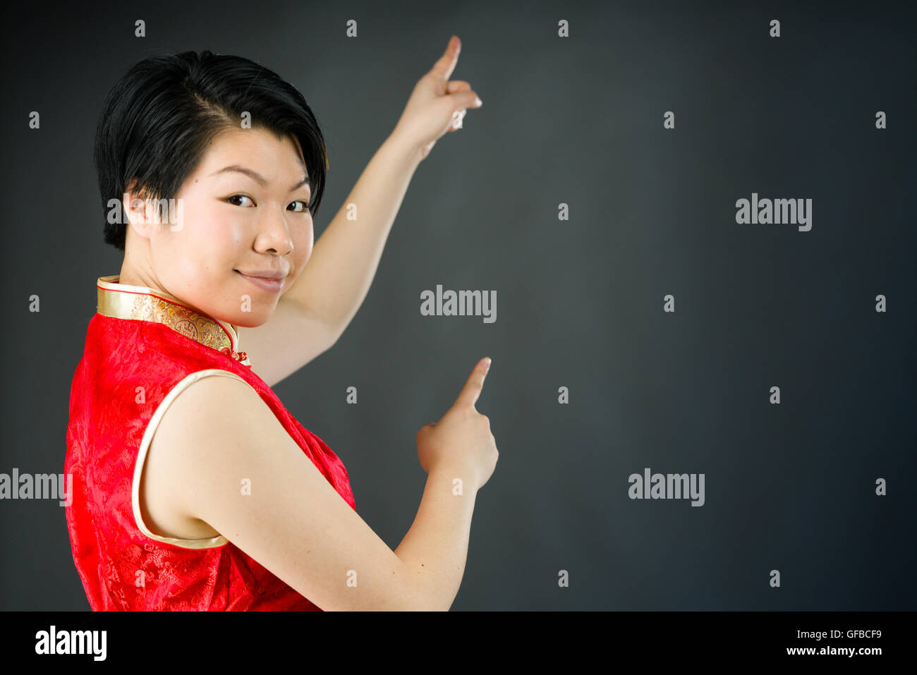 female model attractive woman on plain background with copy space ...