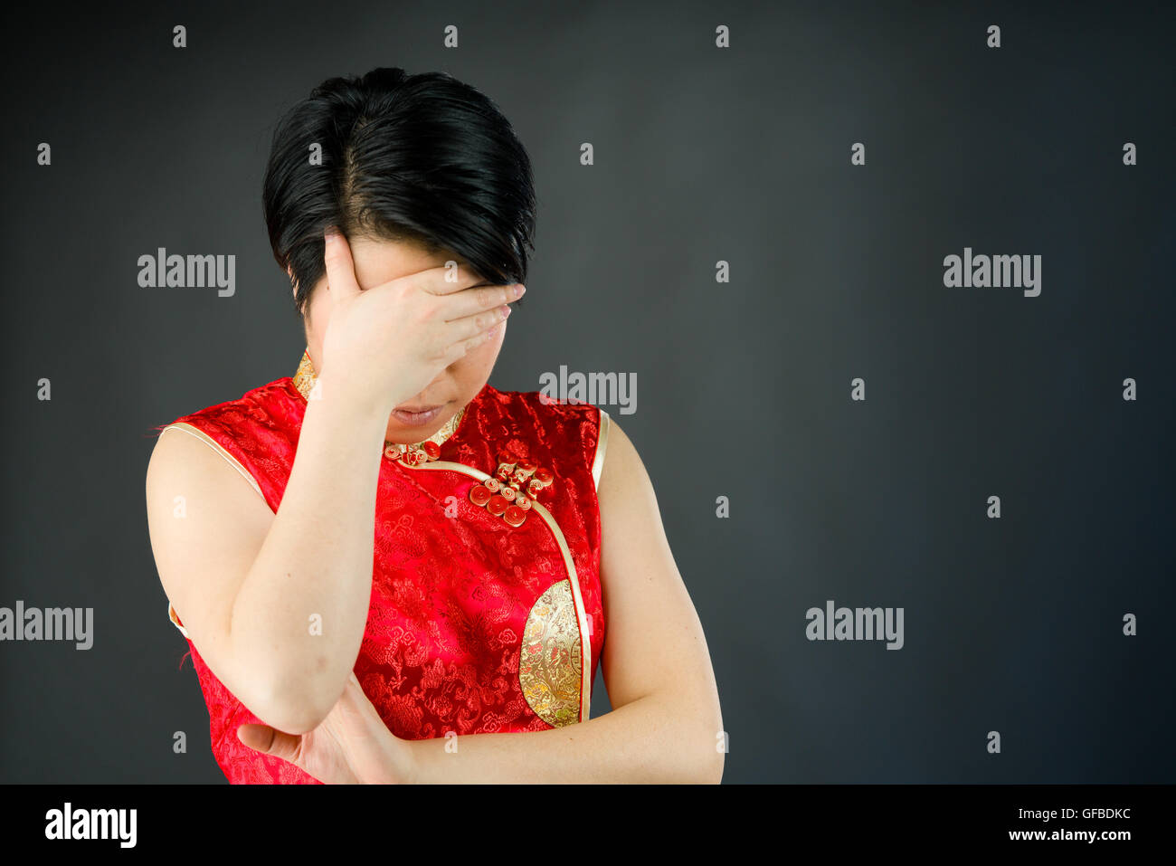 female model attractive woman on plain background with copy space ...