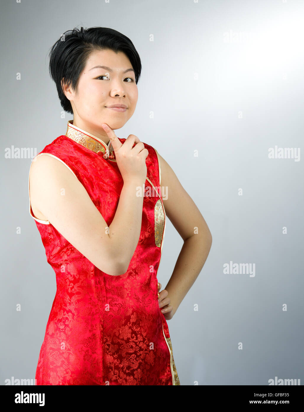 female model attractive woman on plain background with copy space ...