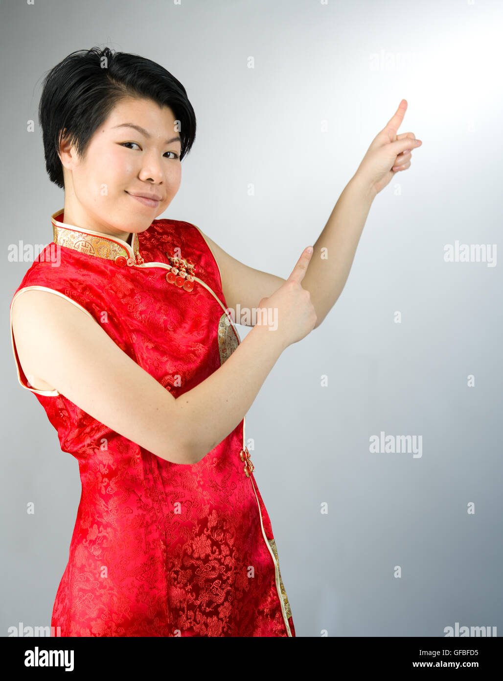 female model attractive woman on plain background with copy space ...