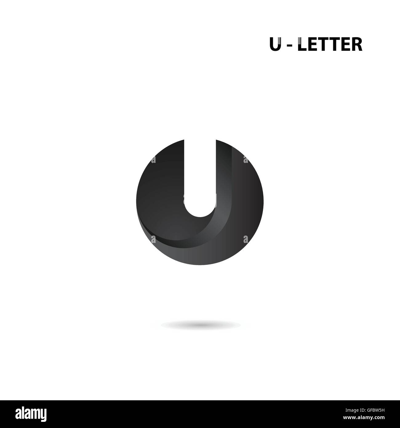 Black circle sign and Creative U-letter icon abstract logo design.U ...