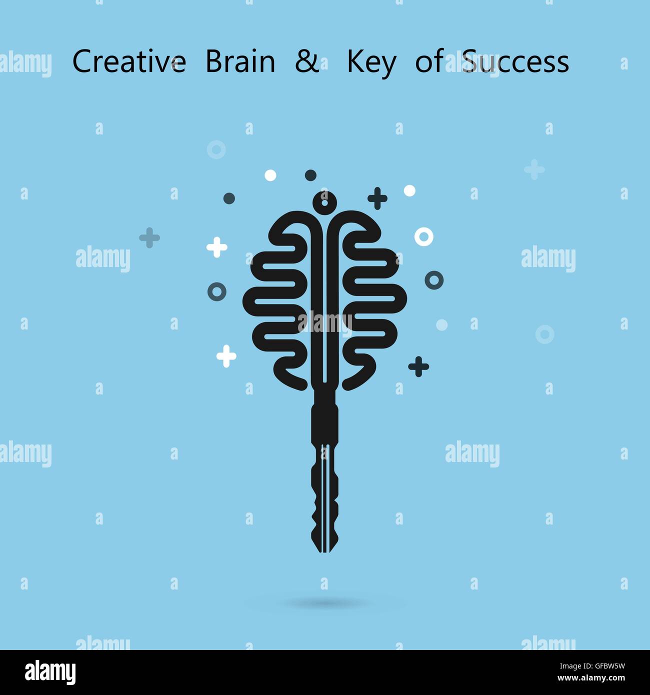 Creative brain sign with key symbol. Key of success concept.Inspiration ...