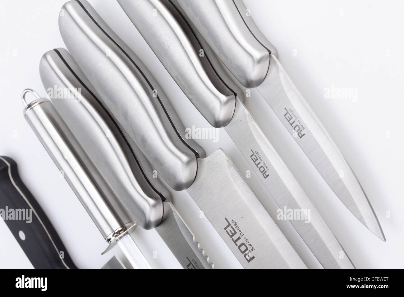 Set of knives isolated on white Stock Photo - Alamy