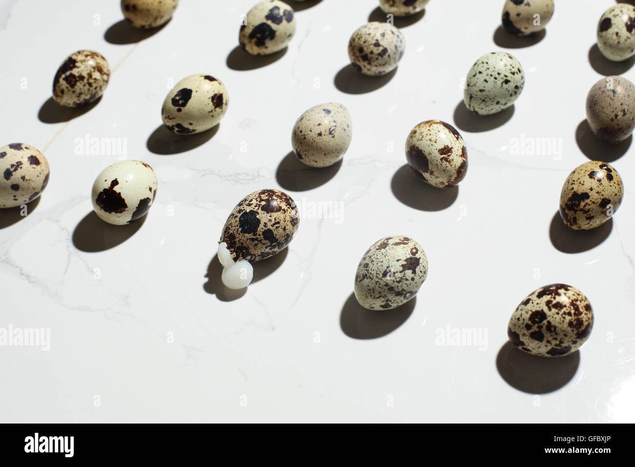Group of quail eggs on the white background Stock Photo - Alamy