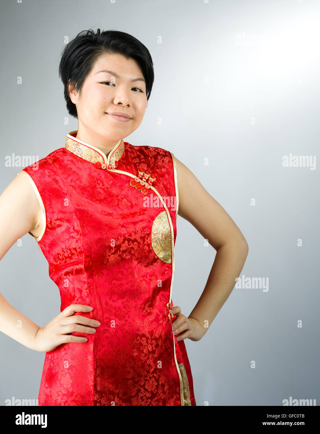 female model attractive woman on plain background with copy space ...