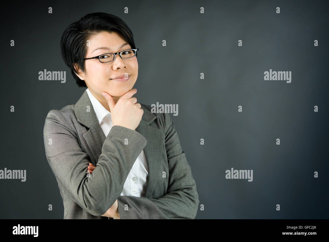 female model attractive woman on plain background with copy space ...