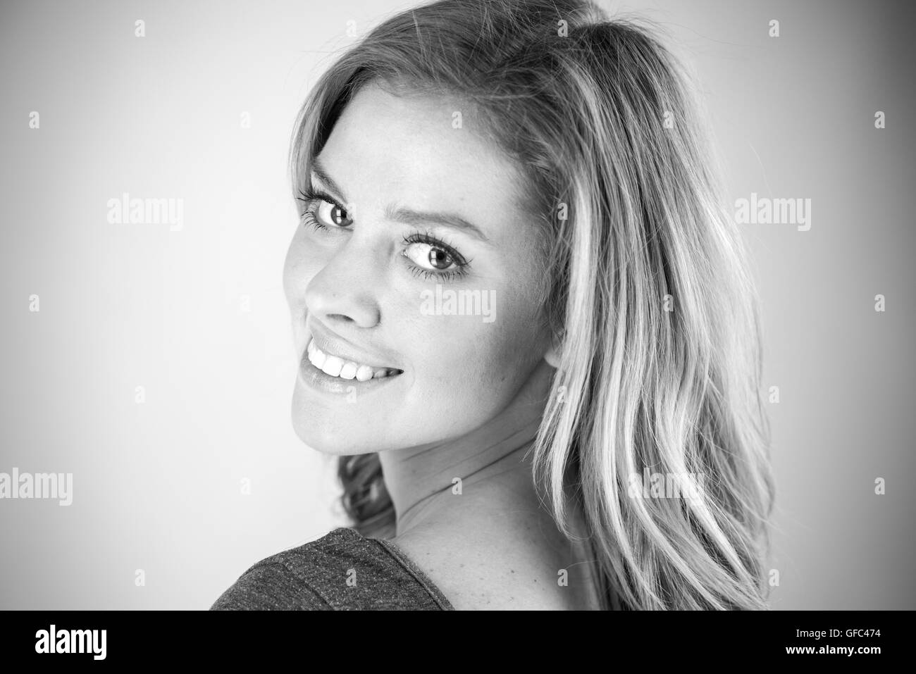 female model attractive woman on plein background with copy space ...