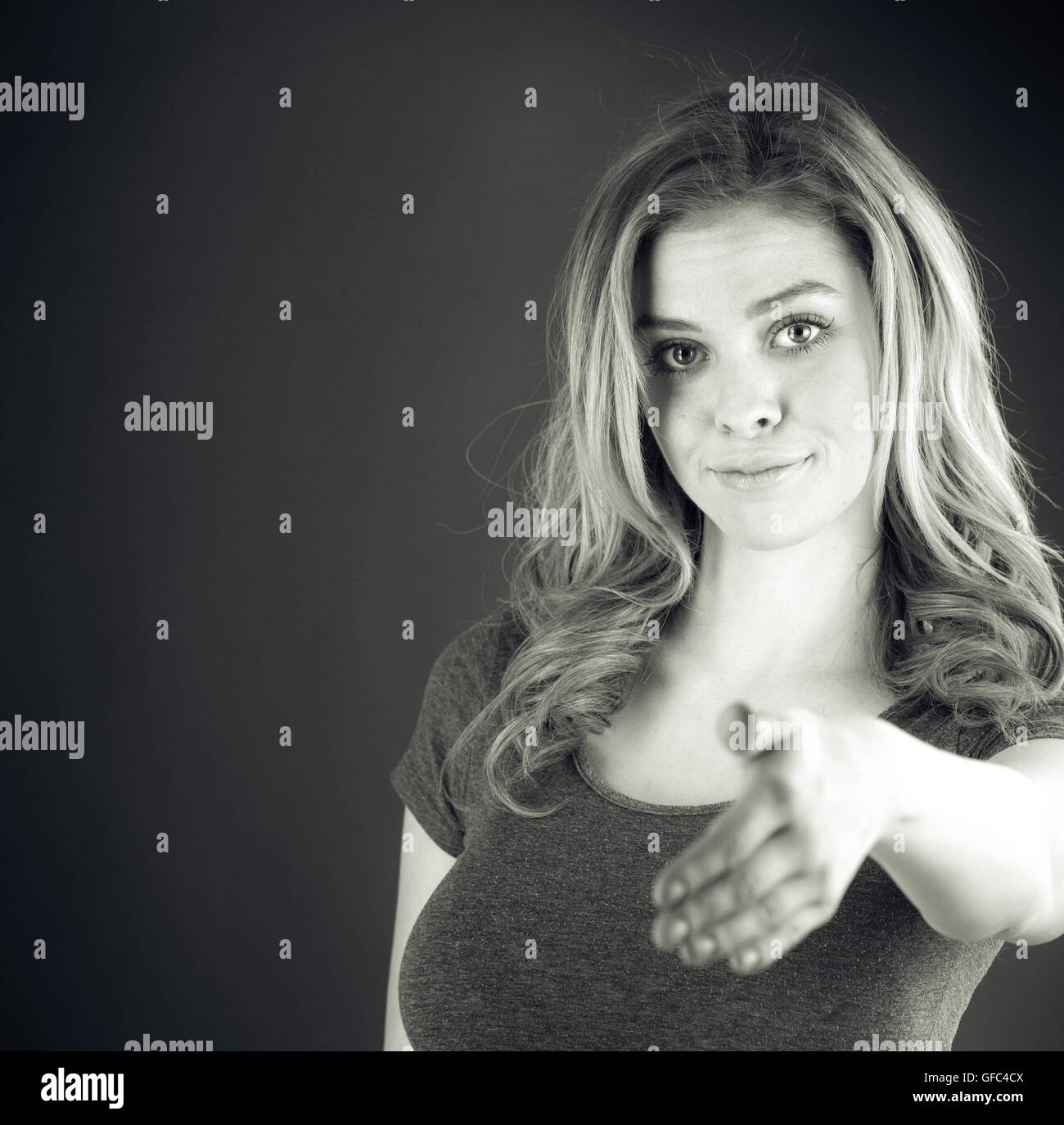 female model attractive woman on plein background with copy space ...