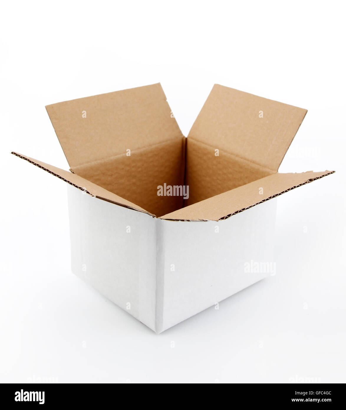 Open cardboard box on plain background Stock Photo - Alamy