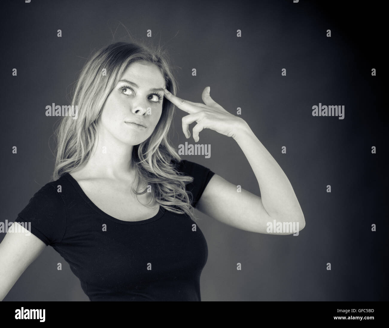 female model attractive woman on plein background with copy space ...