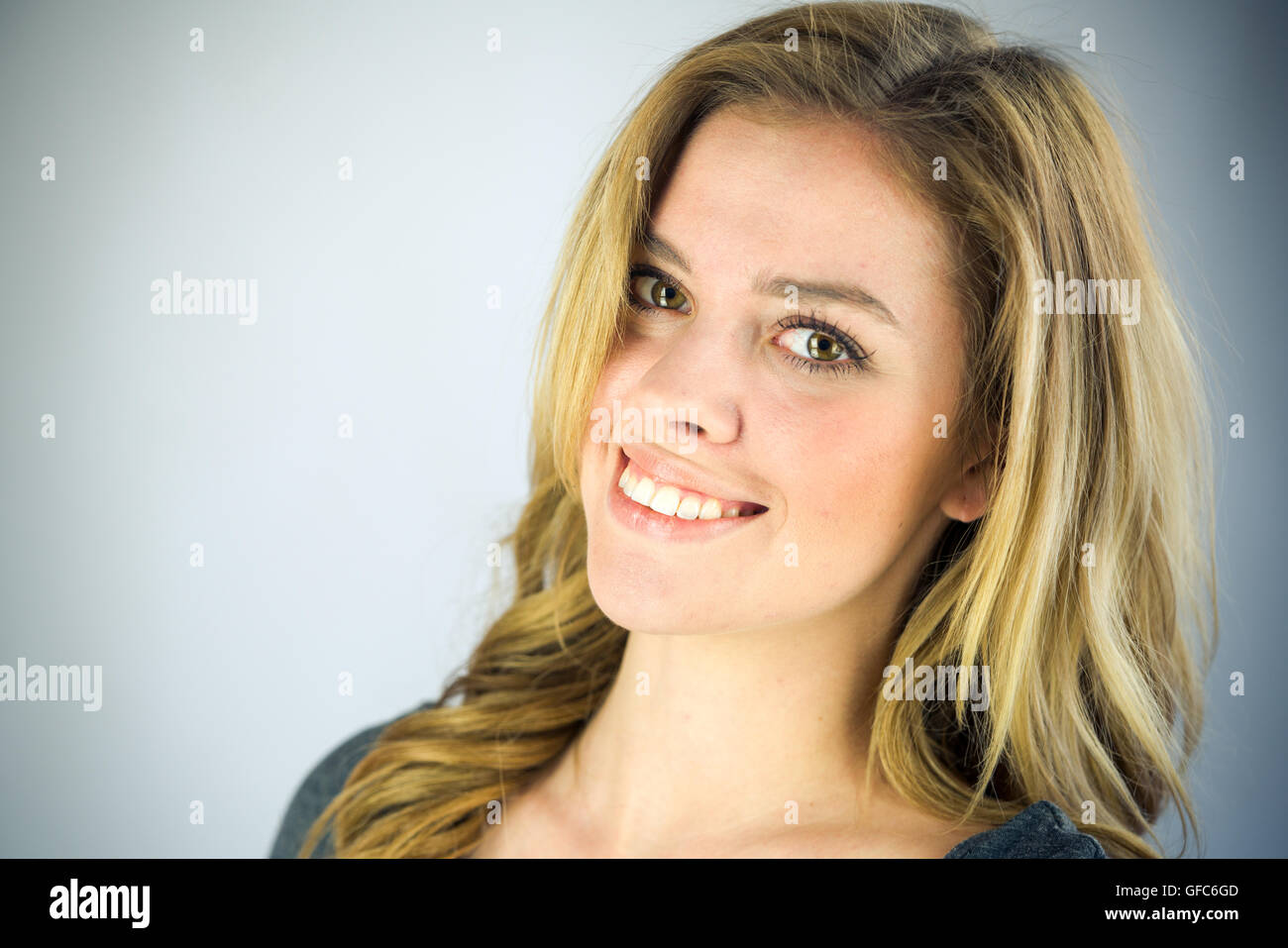 female model attractive woman on plein background with copy space ...