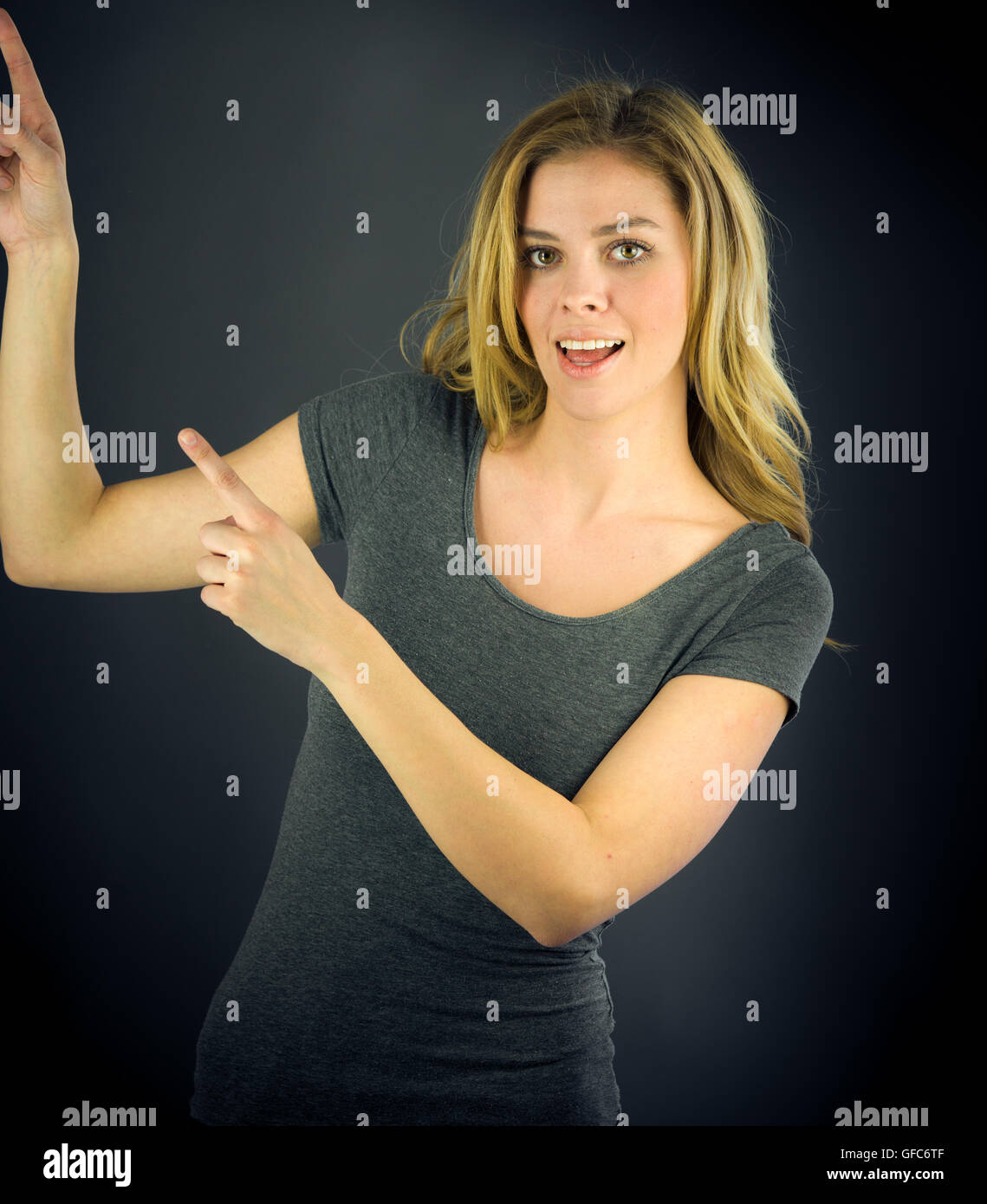 female model attractive woman on plein background with copy space ...