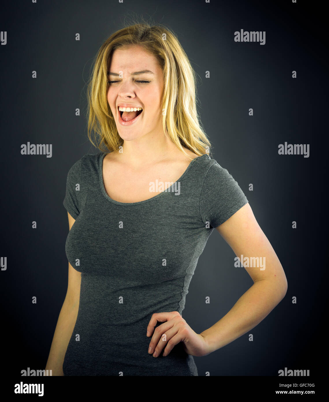 female model attractive woman on plein background with copy space ...