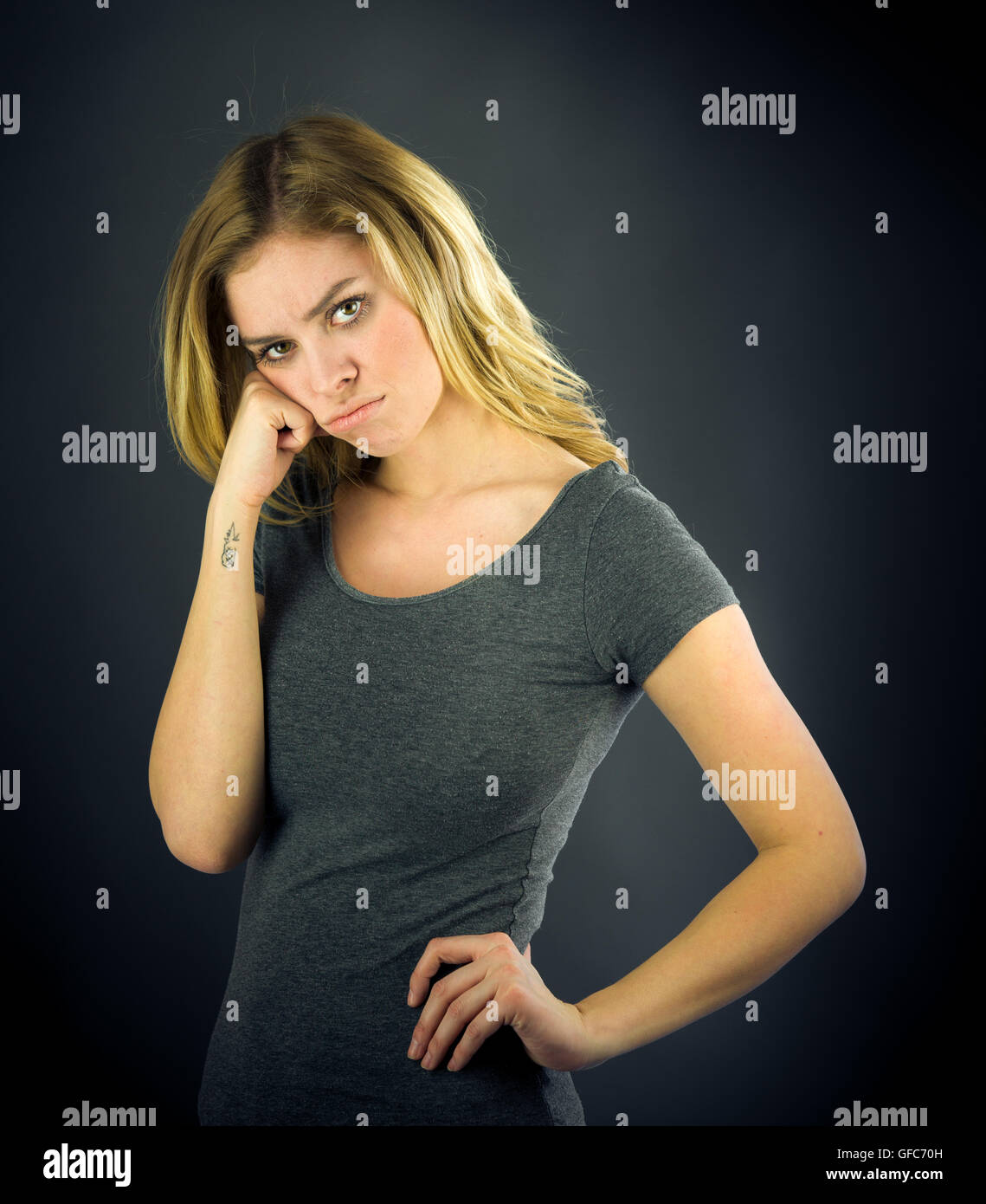 female model attractive woman on plein background with copy space ...