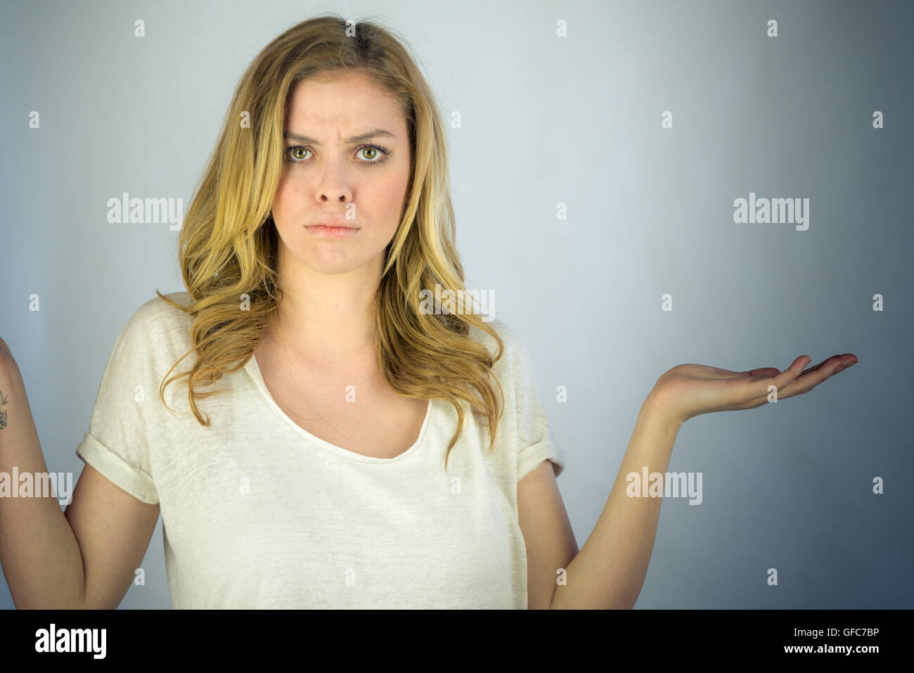 female model attractive woman on plein background with copy space ...