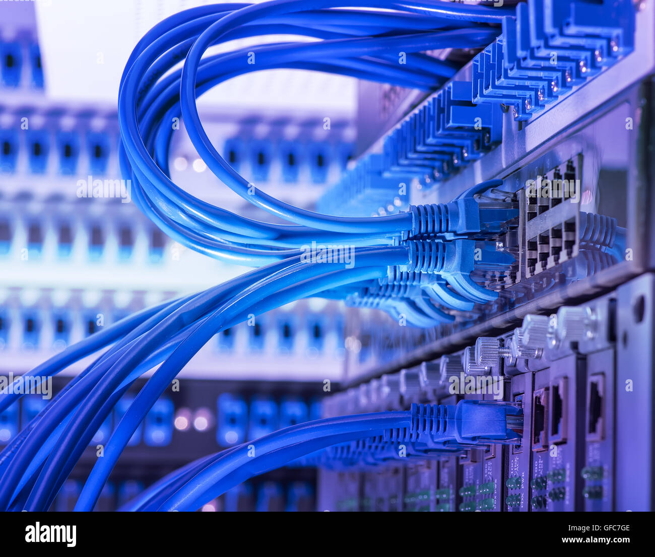 Network panel, switch and cable in data center Stock Photo - Alamy