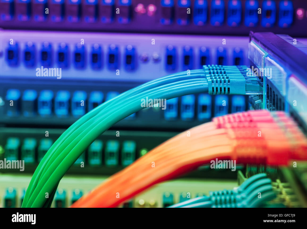 Network panel, switch and cable in data center Stock Photo - Alamy