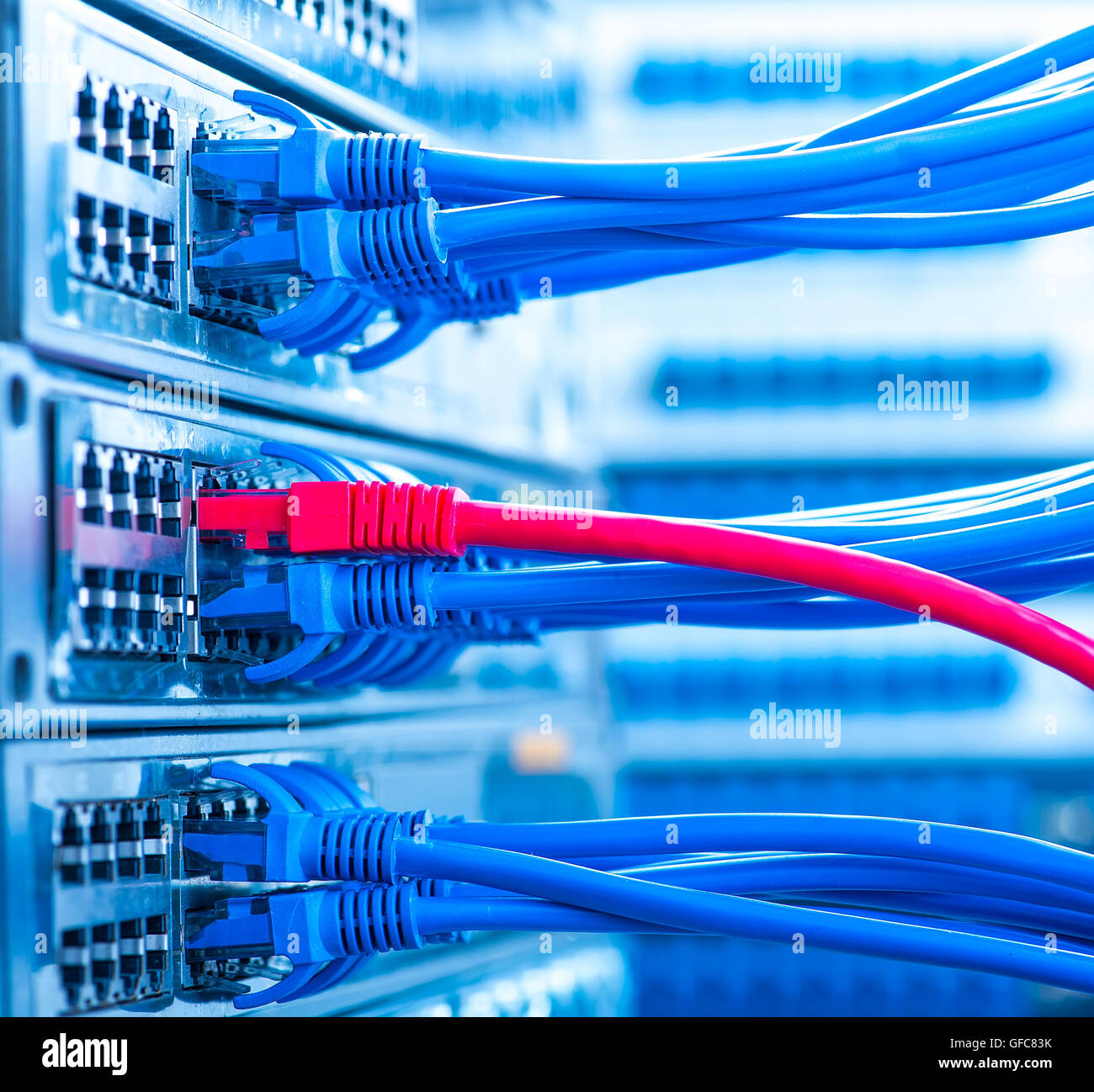 Network panel, switch and cable in data center Stock Photo - Alamy