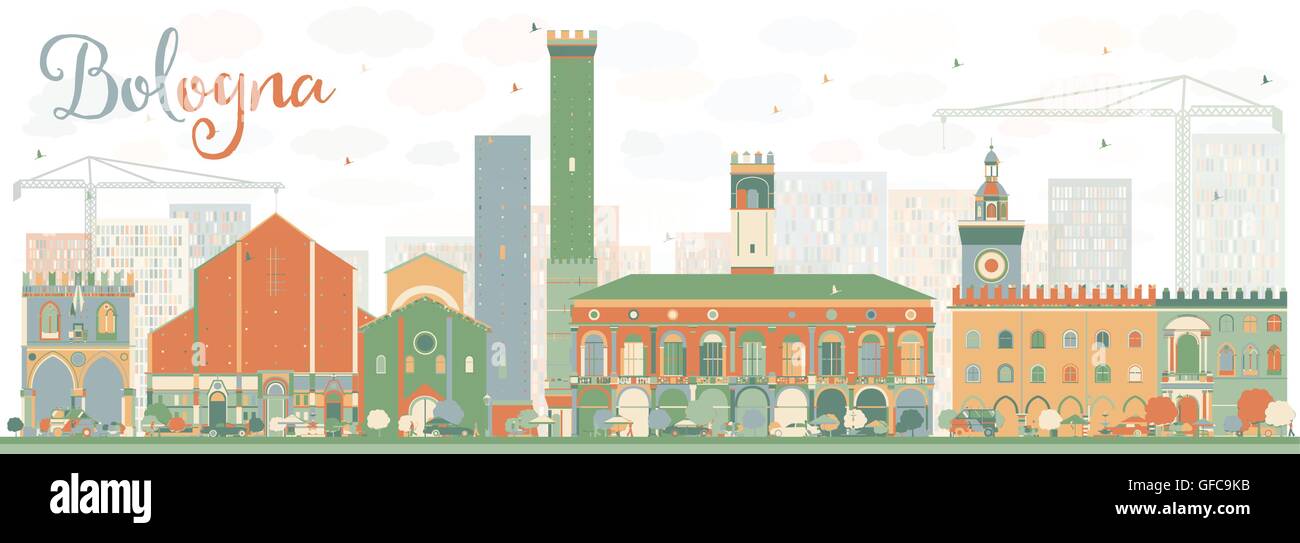 Abstract Bologna Skyline with Color Landmarks. Vector Illustration ...