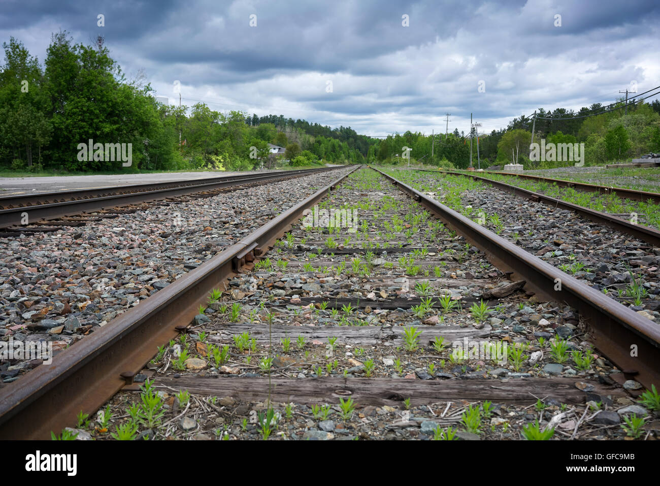 train tracks groing to the horizon Stock Photo - Alamy
