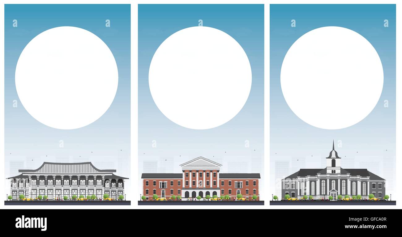 Set of university study banners with copy space. Vector illustration ...