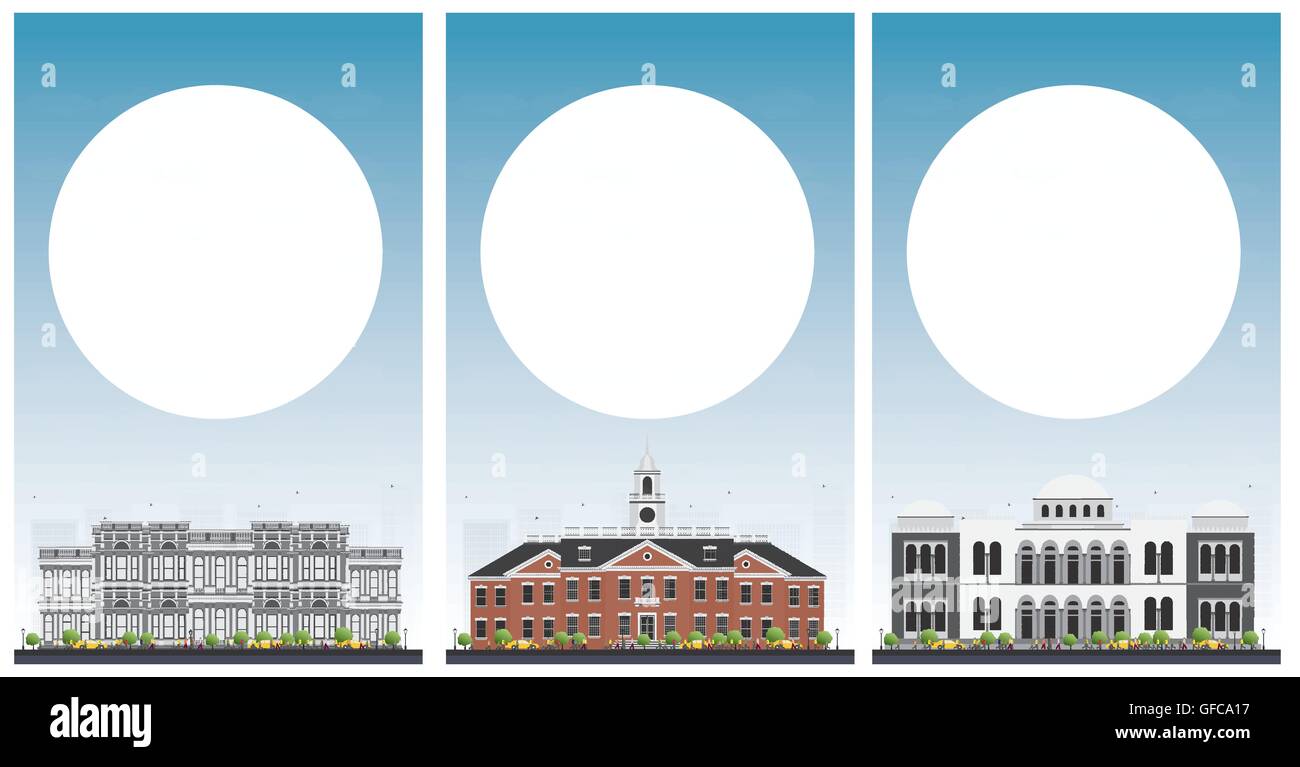 Set of university study banners with copy space. Vector illustration ...