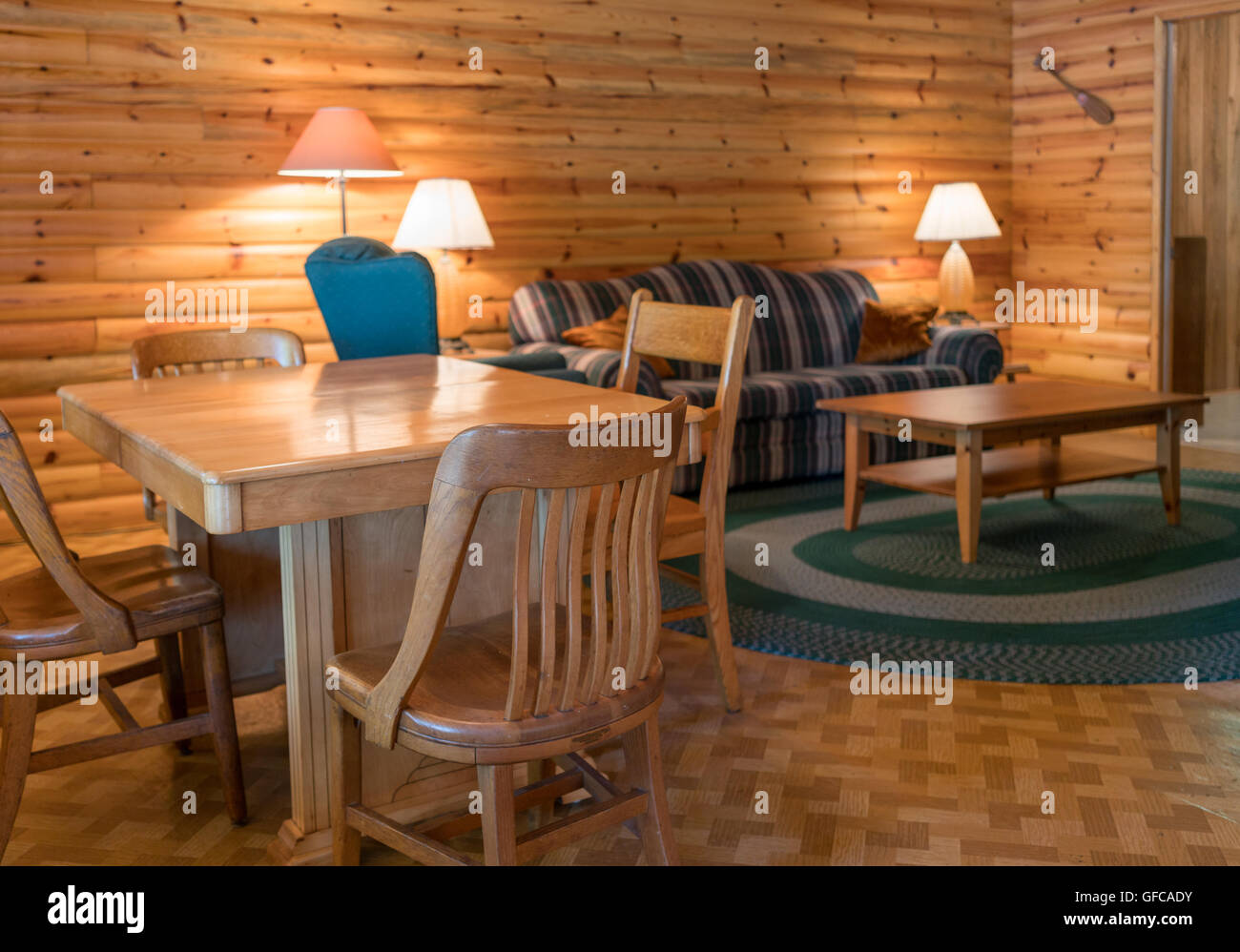 rustic inside of a wooden cabin Stock Photo - Alamy