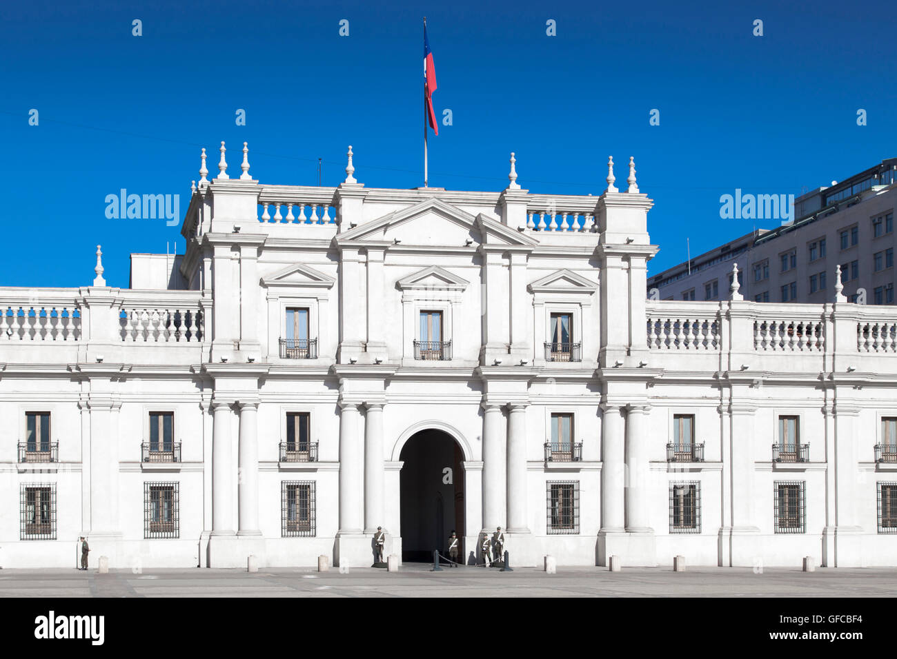 Facade of a parliament building, Palacio de la Moneda, Santiago, Chile ...