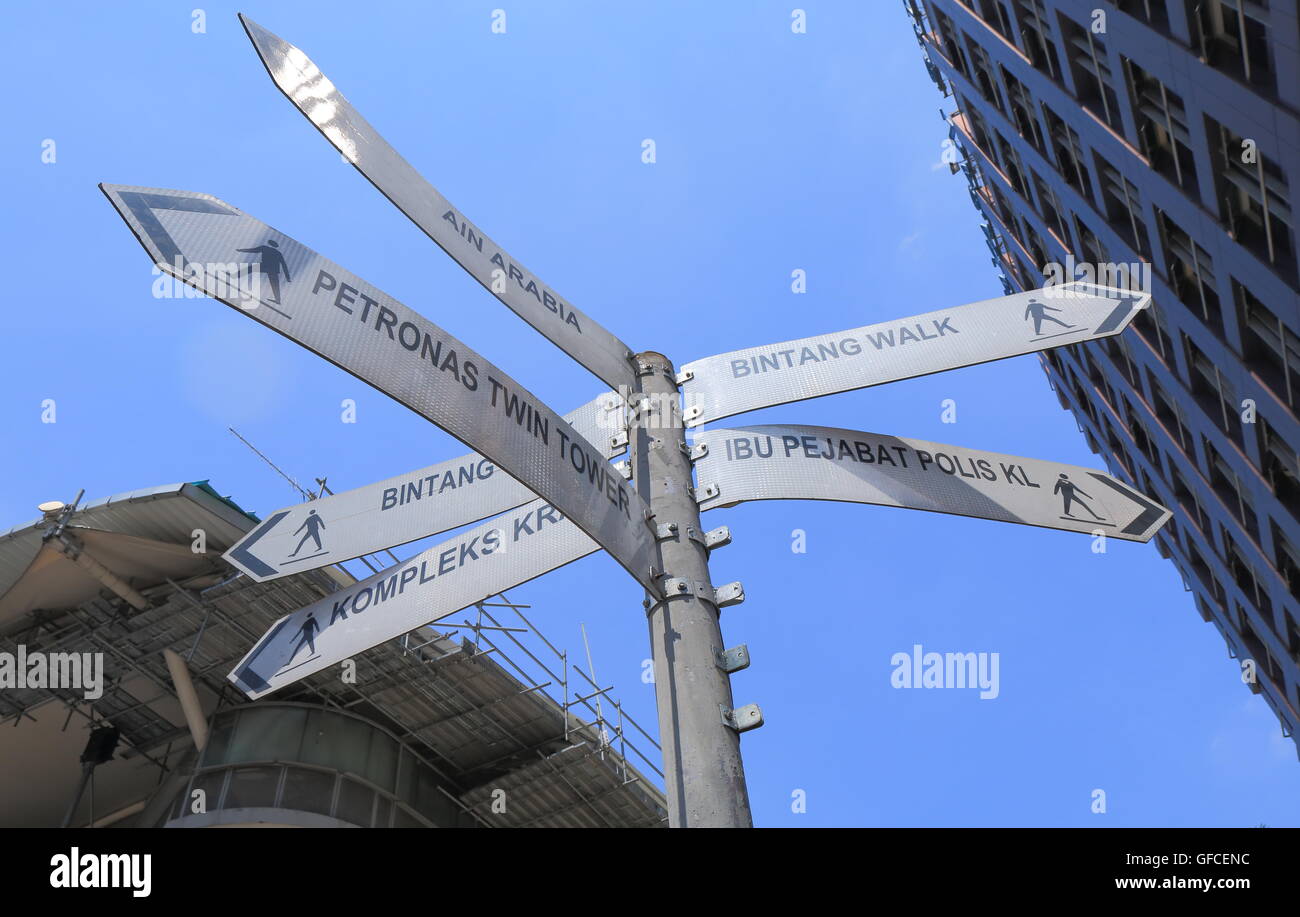 Tourist information pole in Bukit Bintang in Kuala Lumpur Malaysia ...