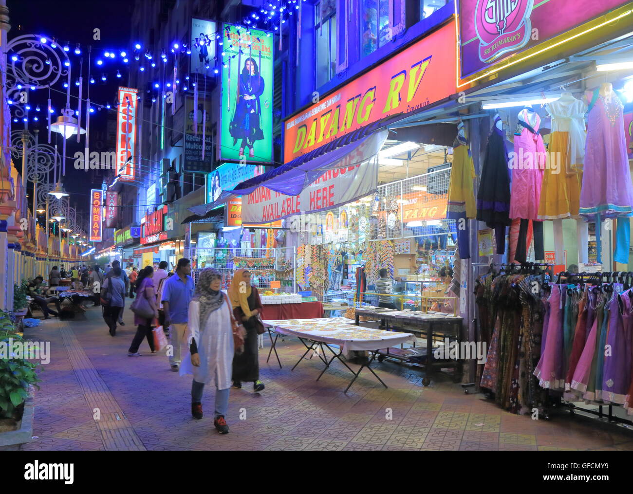 People shop and dine in Little India in Brickfields in Kuala Lumpur ...