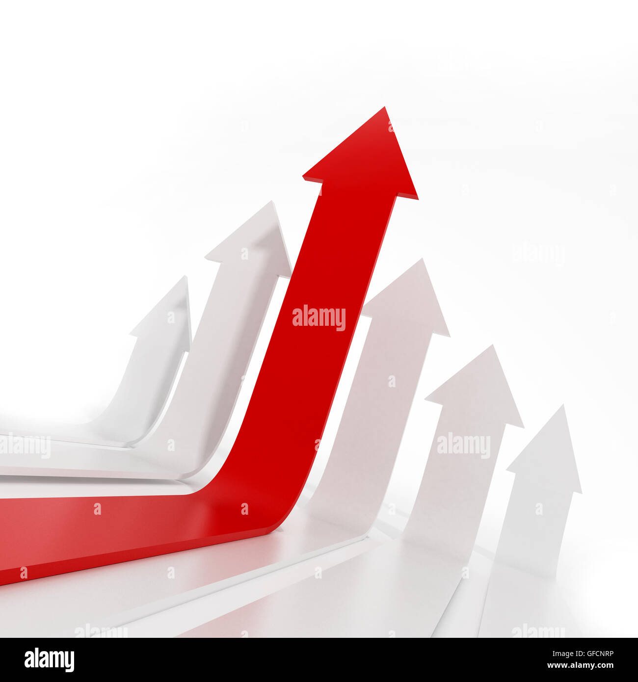 Rising red arrow among white arrows. 3D illustration Stock Photo - Alamy
