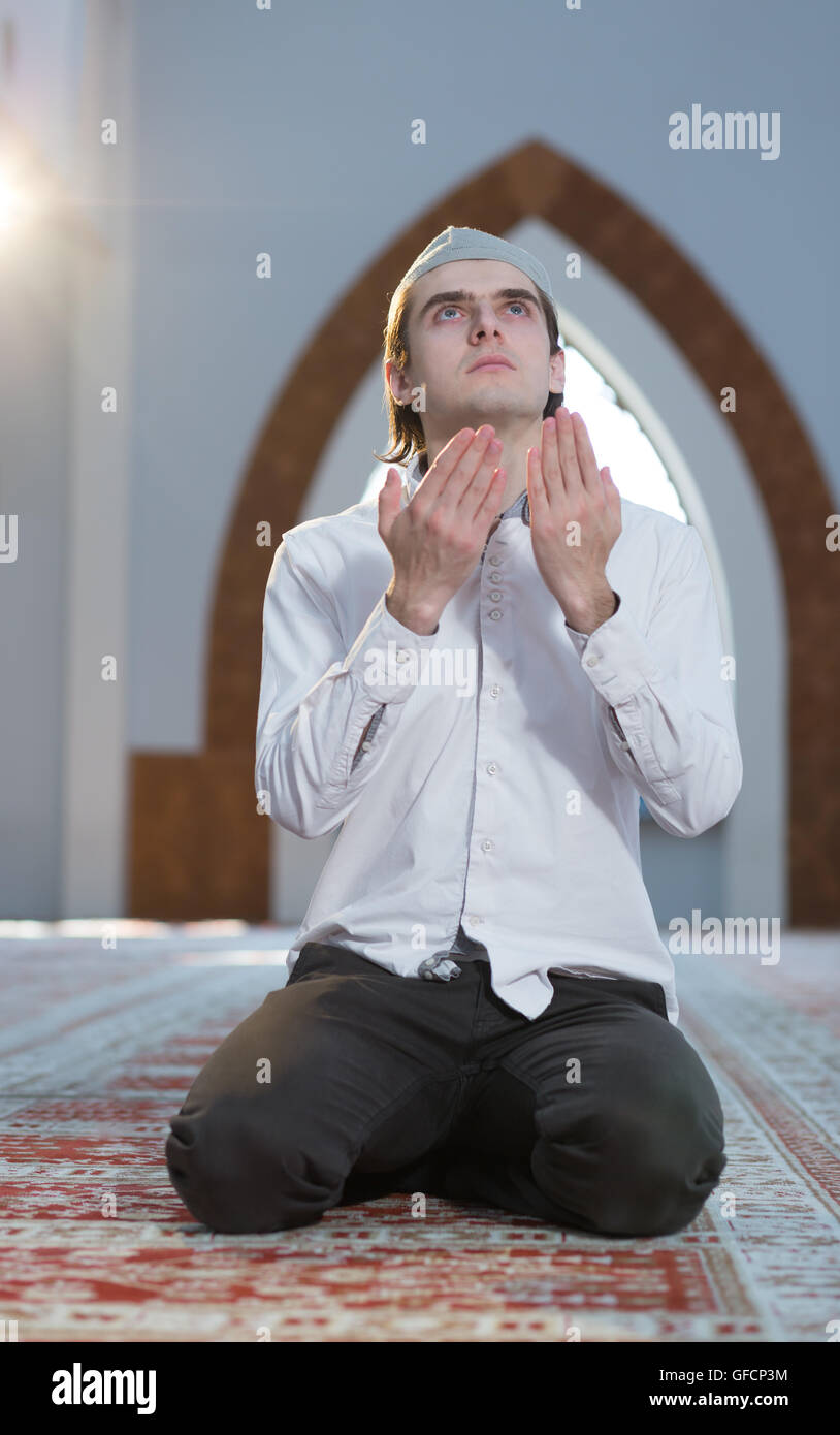 Muslim Man Is Praying In The Mosque Stock Photo - Alamy