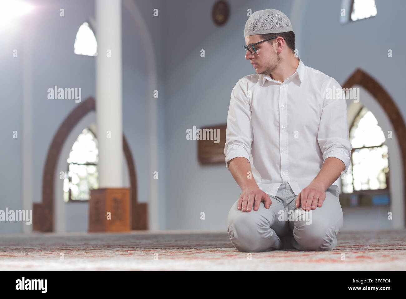 Muslim Praying In Mosque Stock Photo - Alamy