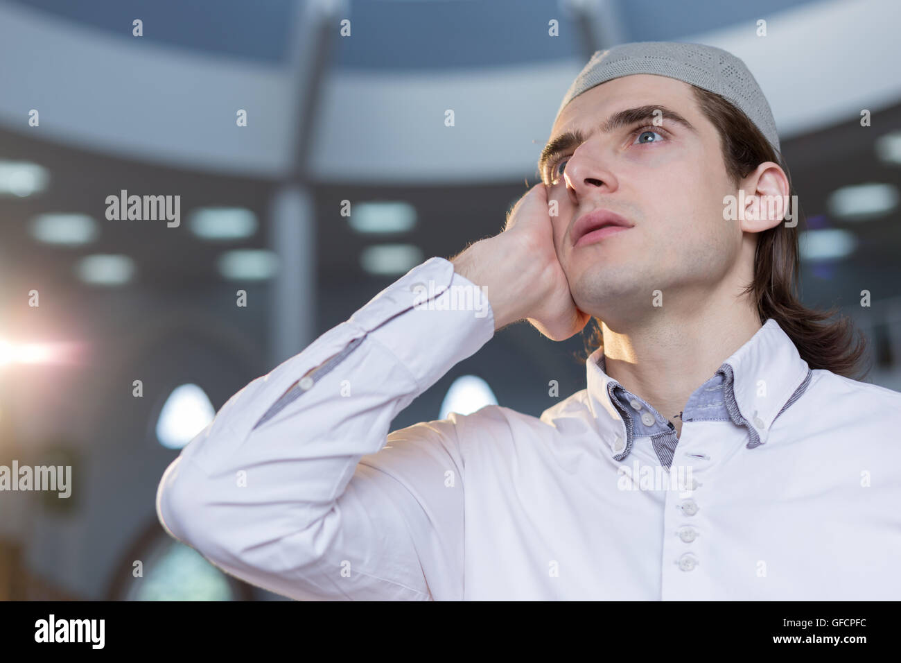 Religious muslim man praying, steps of praying Stock Photo - Alamy