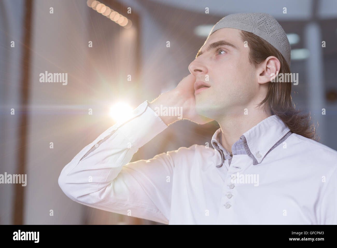 Religious muslim man praying, steps of praying Stock Photo - Alamy